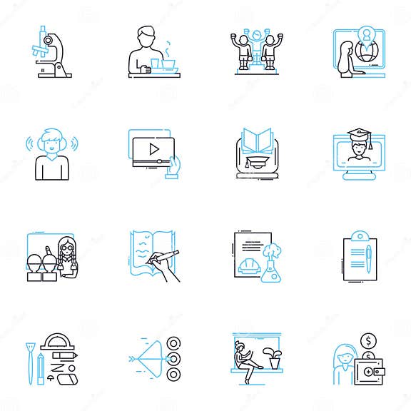 Internet Lecture Linear Icons Set. Connectivity, Streaming, Webinars, E ...