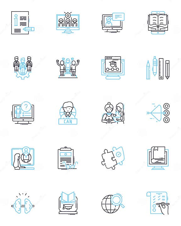 Internet Lecture Linear Icons Set. Connectivity, Streaming, Webinars, E ...