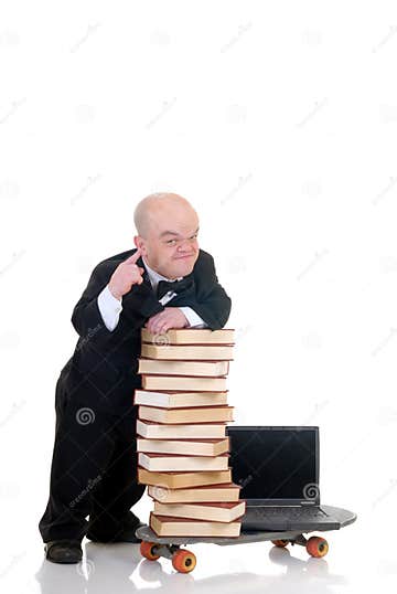 Internet Library Dwarf Surfing Stock Image - Image of achondroplastic ...
