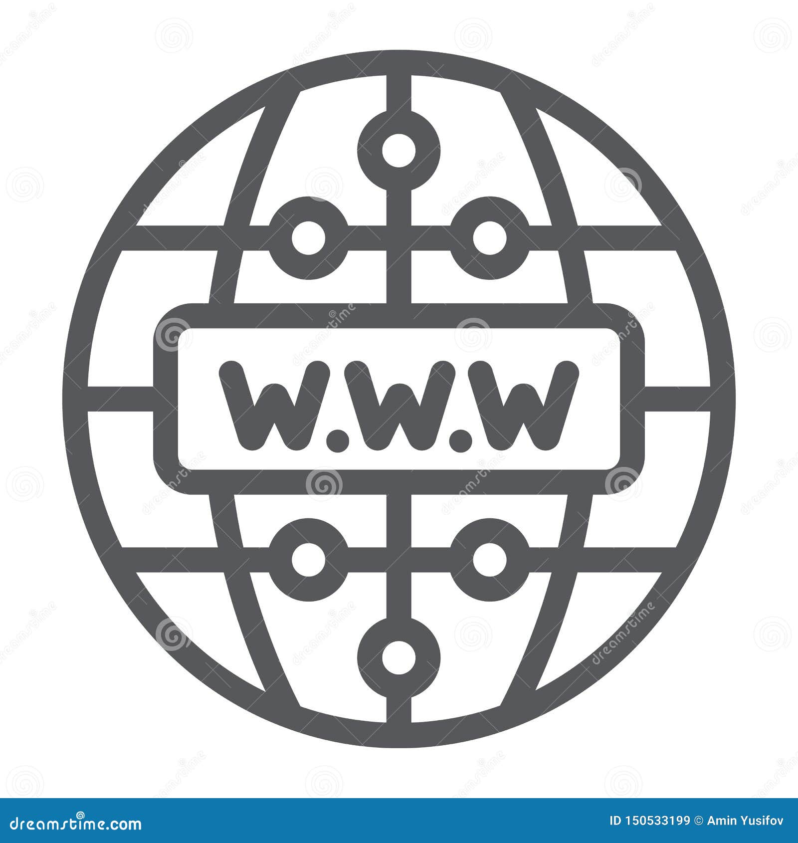 Internet Line Icon, Website and Globe, Network Sign, Vector Graphics, a ...