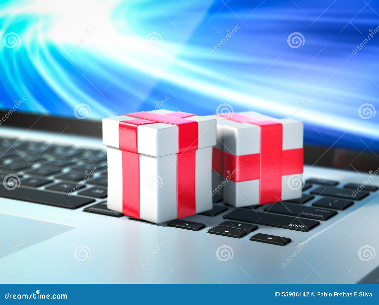 Internet on Line Shopping Gift Stock Illustration - Illustration of ...