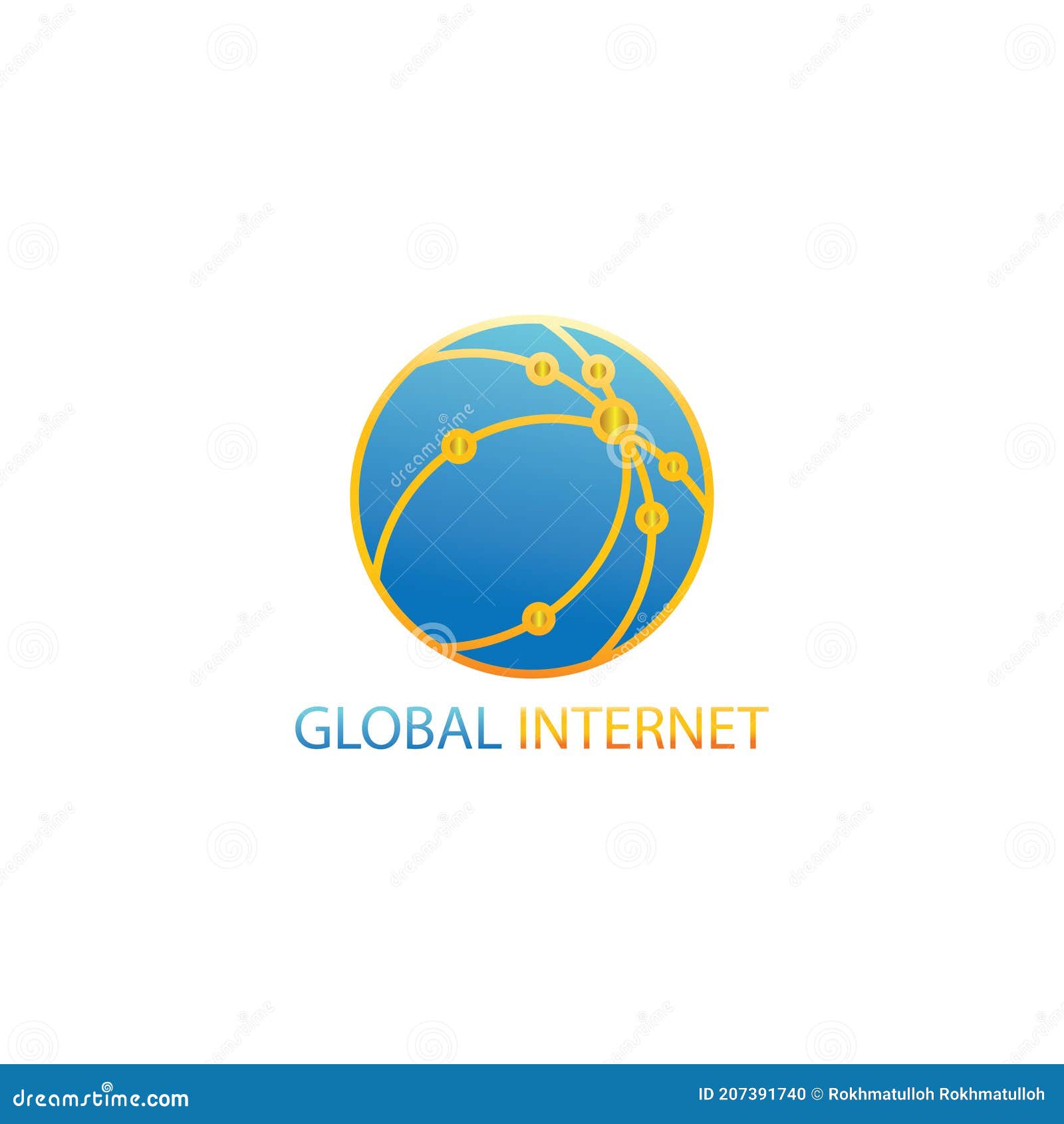 Internet Logo Circle Outline Color Illustration Globe Design Template ...