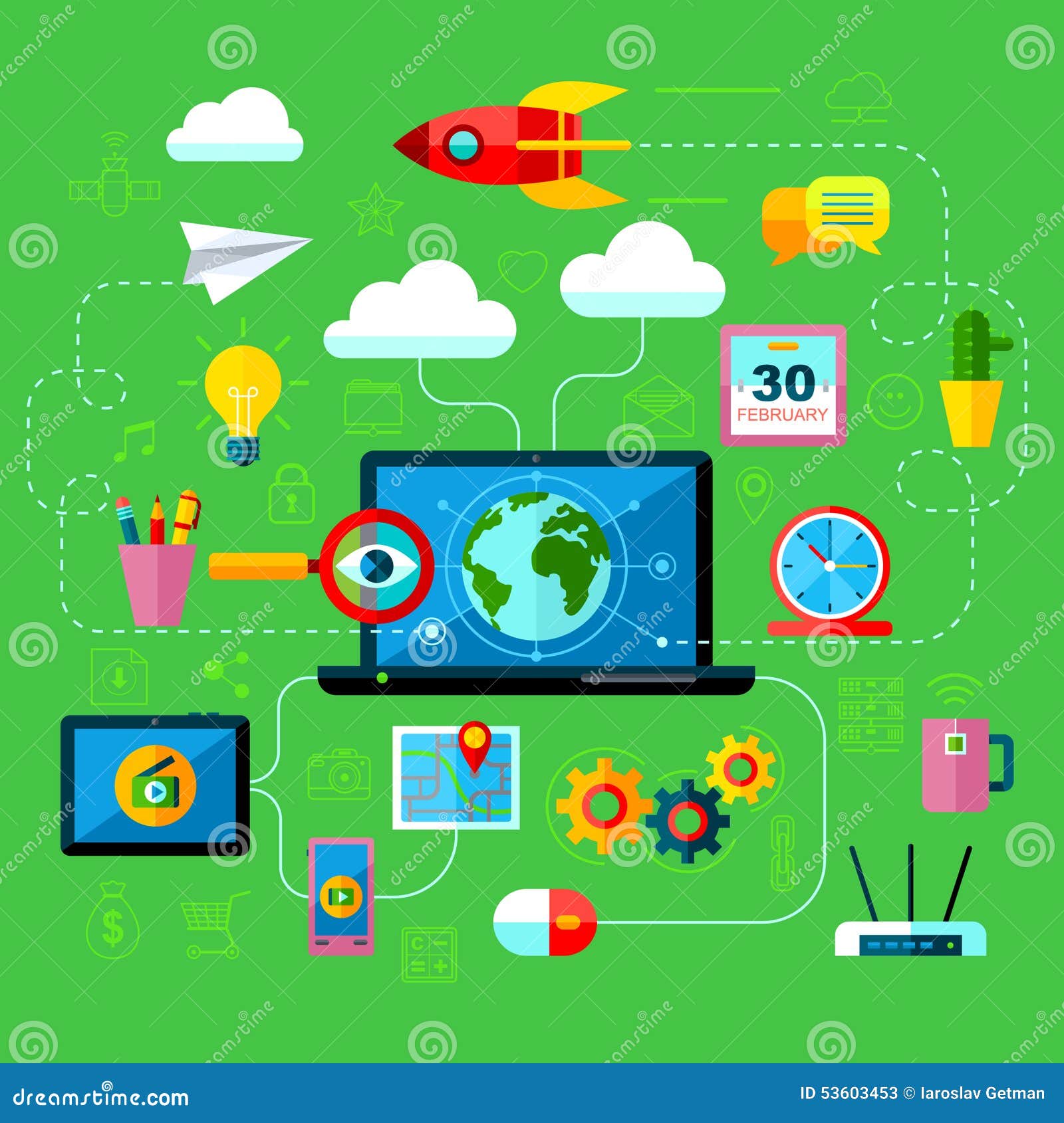 Internet Marketing Accessories for Web Stock Vector - Illustration of ...