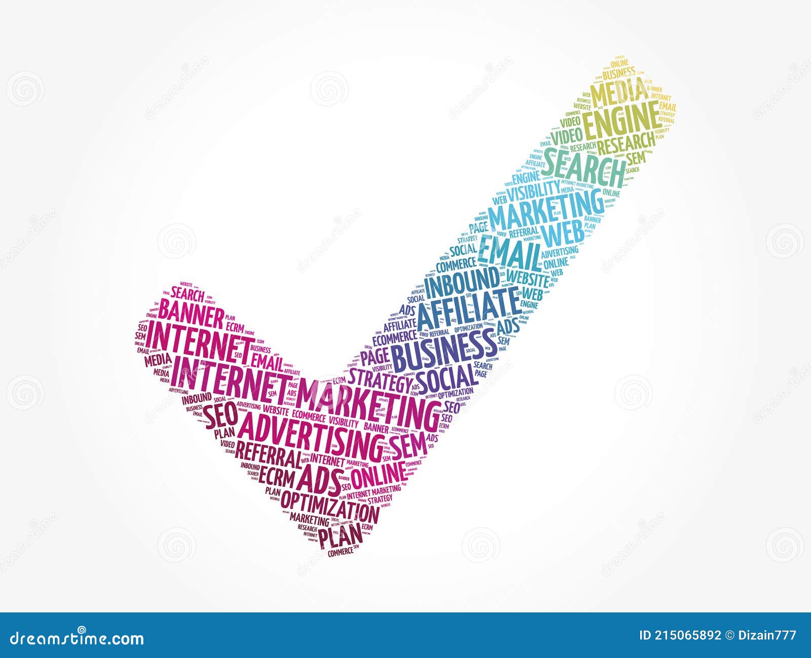Internet Marketing Check Mark Word Cloud, Business Concept Background ...