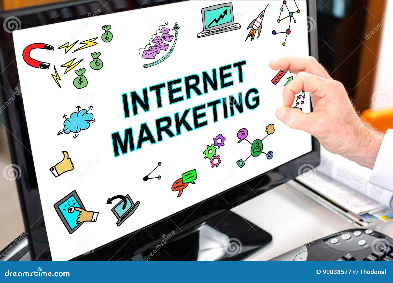 Internet Marketing Concept on a Computer Monitor Stock Image - Image of ...