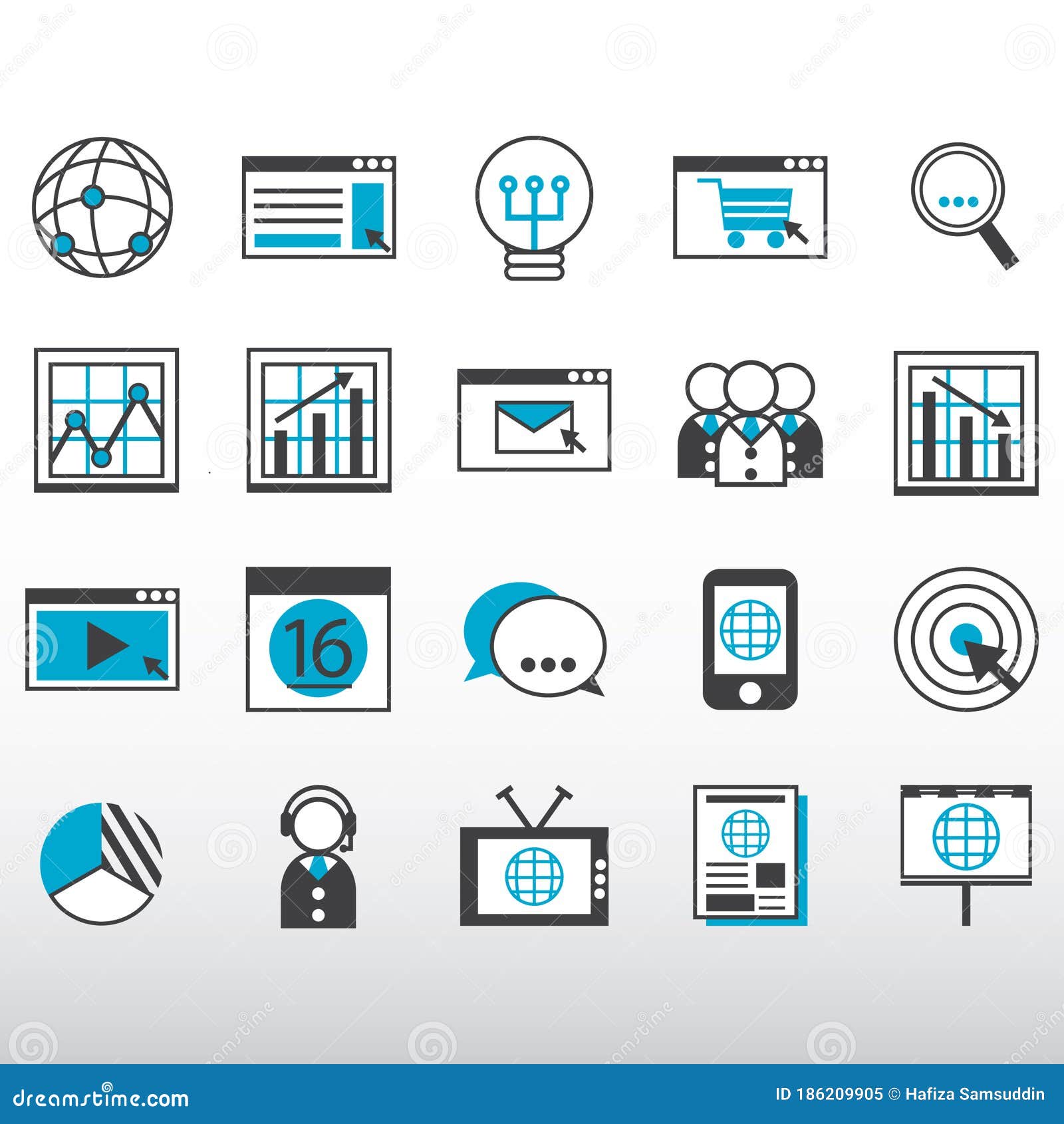 Internet Marketing Icons Collection. Vector Illustration Decorative ...