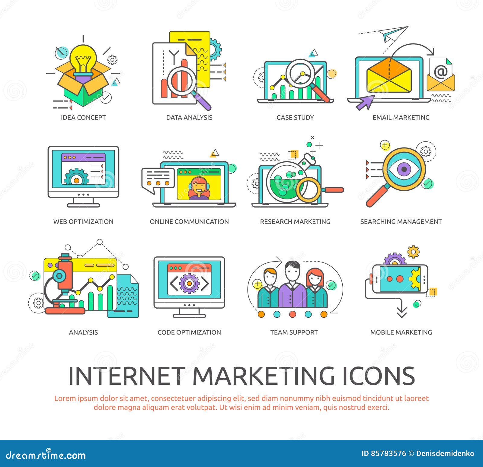 Internet marketing stock vector. Illustration of analytics - 85783576