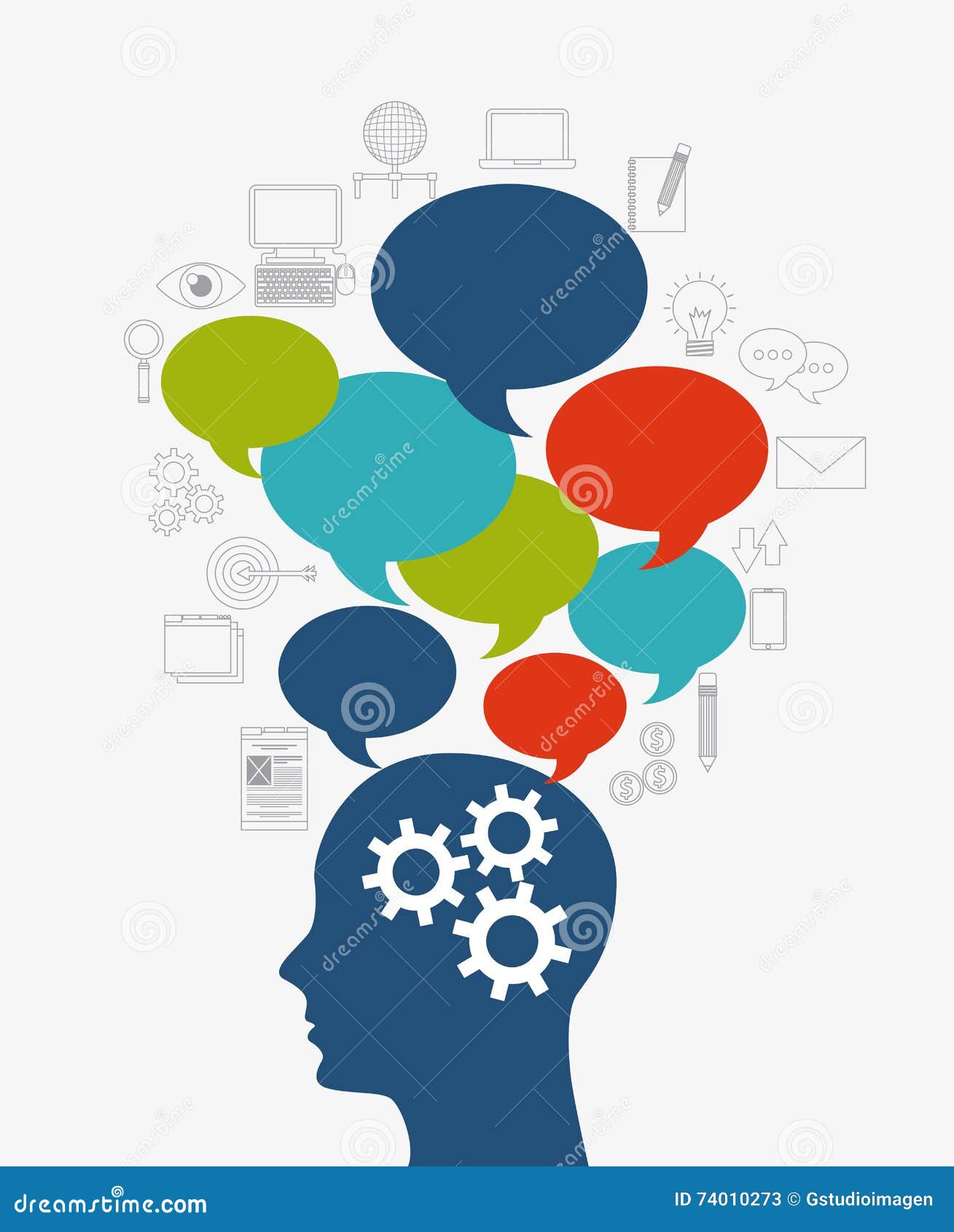 Internet Media Icon and Human Head Design. Vector Graphic Stock ...