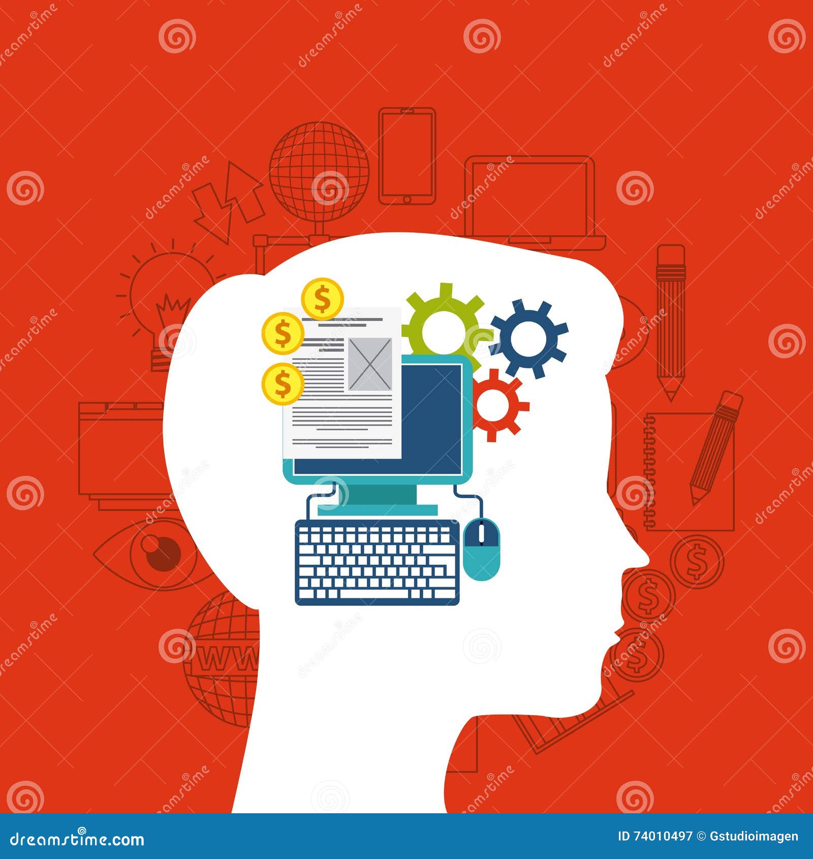 Internet Media Icon and Human Head Design. Vector Graphic Stock ...