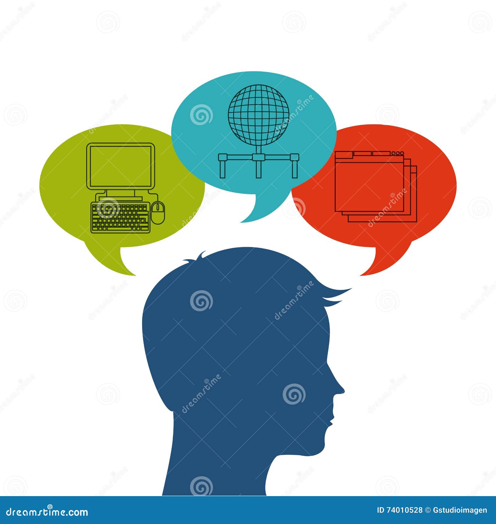 Internet Media Icon and Human Head Design. Vector Graphic Stock ...