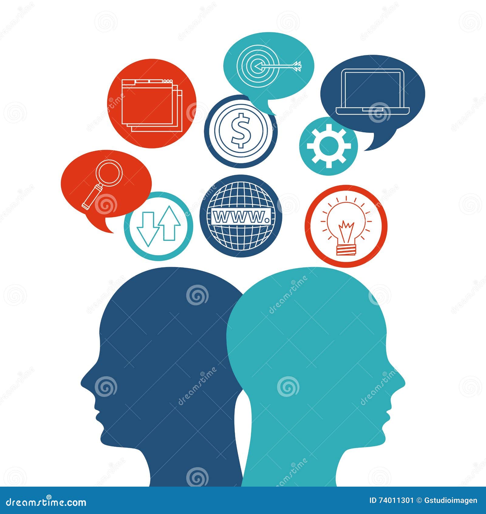 Internet Media Icon and Human Head Design. Vector Graphic Stock ...