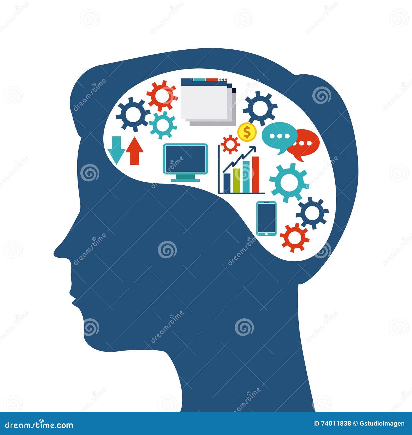 Internet Media Icon and Human Head Design. Vector Graphic Stock ...