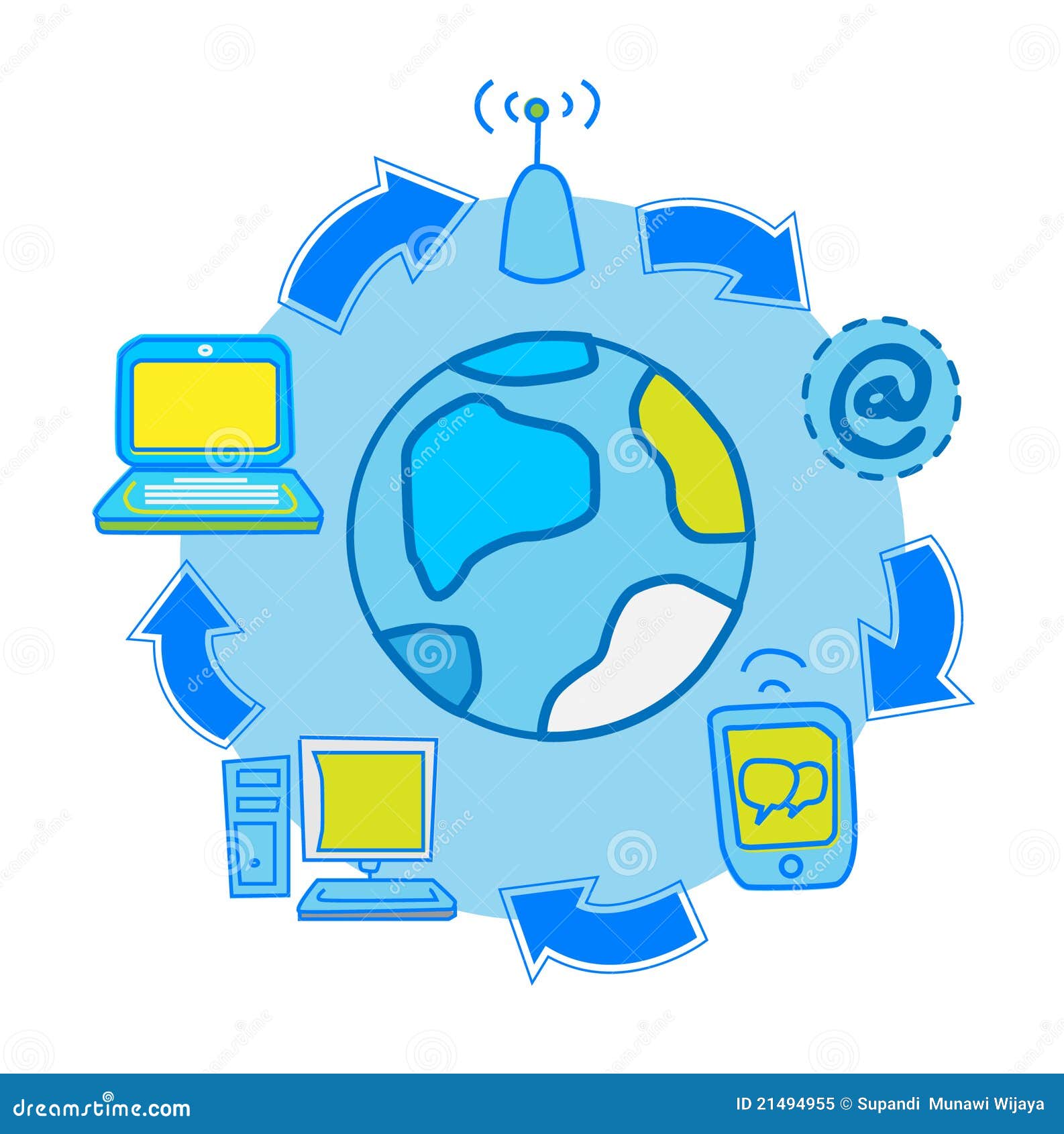 Internet Molecule with Cycle Communication Stock Illustration ...