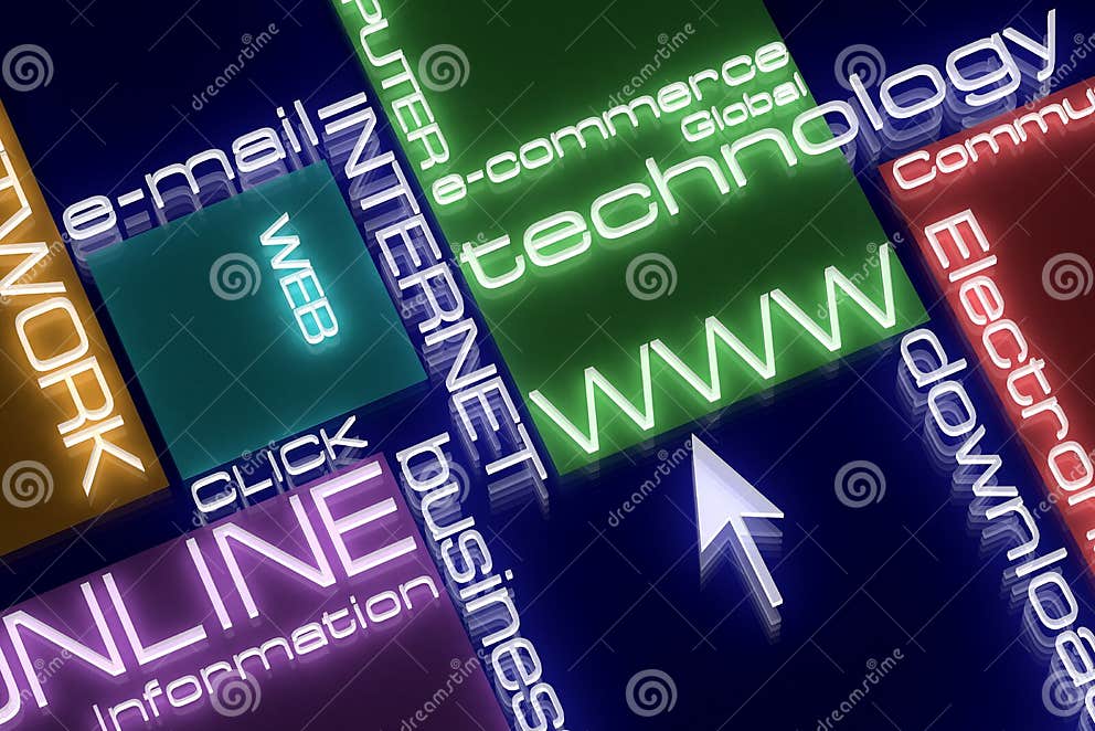Internet neon concept. 3d. stock illustration. Illustration of ...