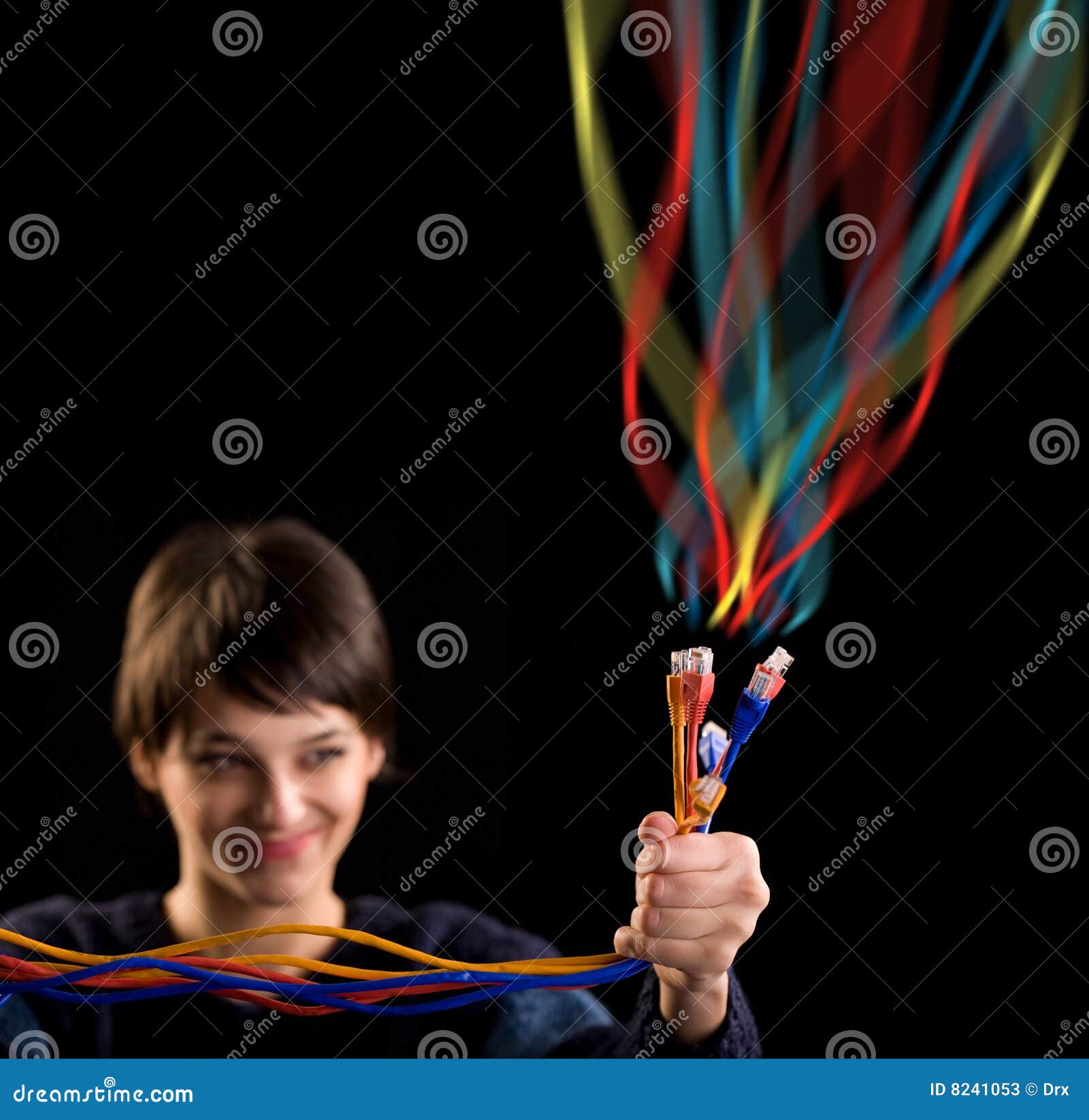 Internet Network Cables and Girl Stock Image - Image of human, plug ...