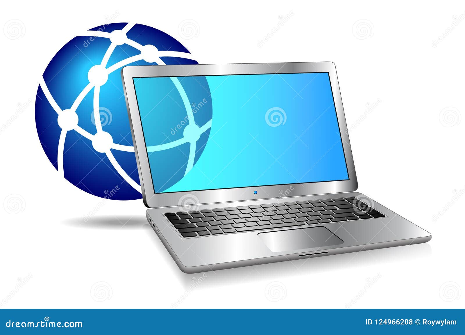 Internet Network Computer Icon with Silver Laptop Stock Vector ...