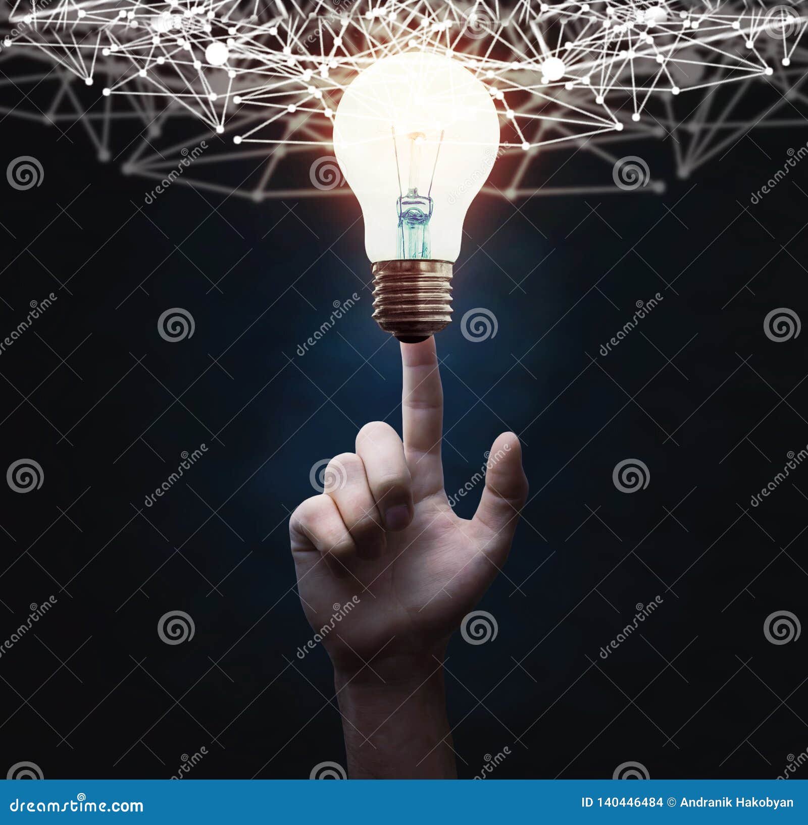 Internet Network with Creative Light Bulb. Business Technology Concept ...