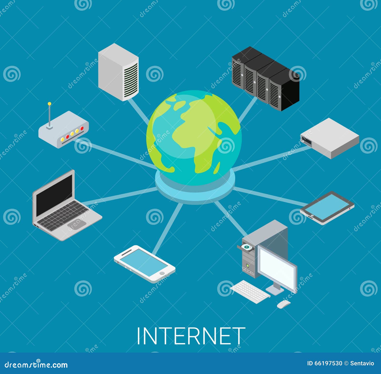 Internet Network Devices Flat 3d Vector Isometric Infographics Stock ...