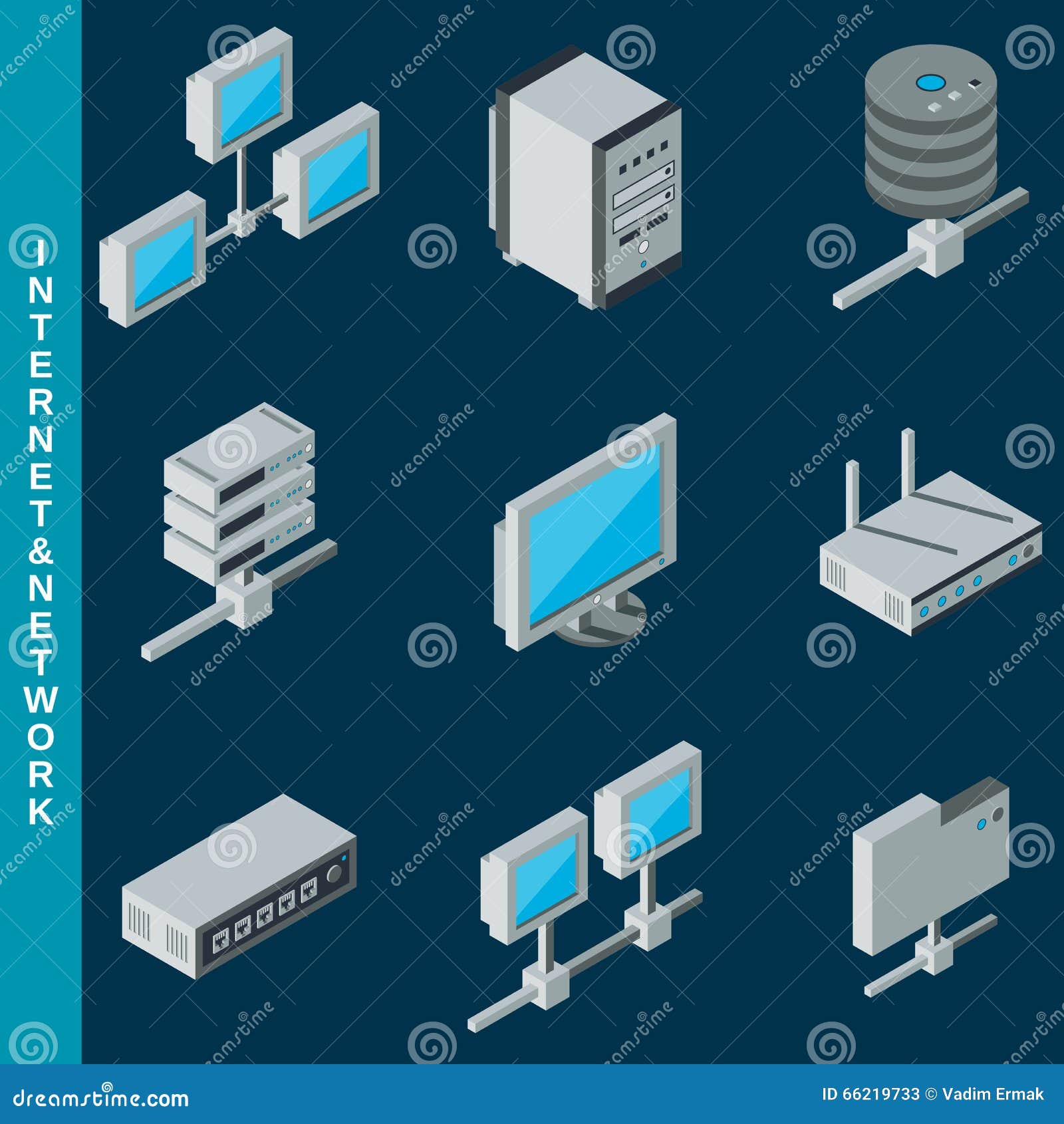 Internet and Network Equipment Icons Stock Vector - Illustration of ...
