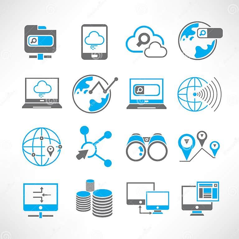 Internet and network icons stock illustration. Illustration of engine ...