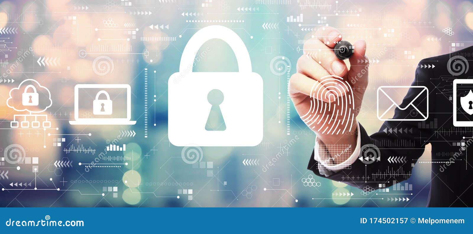 Internet Network Security Concept with Businessman Stock Illustration ...