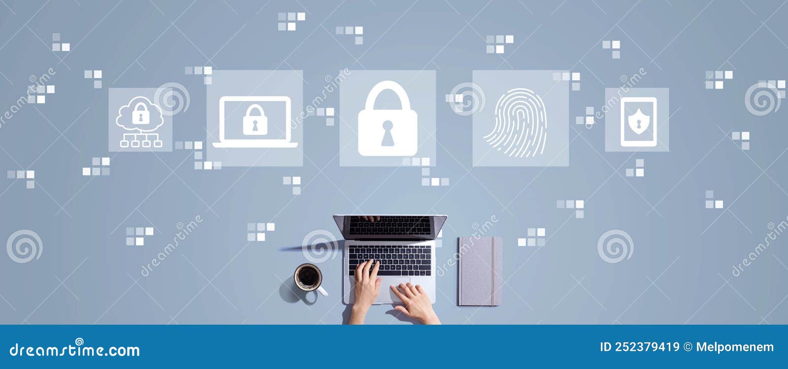 Internet Network Security Concept with Person Working with Laptop Stock ...