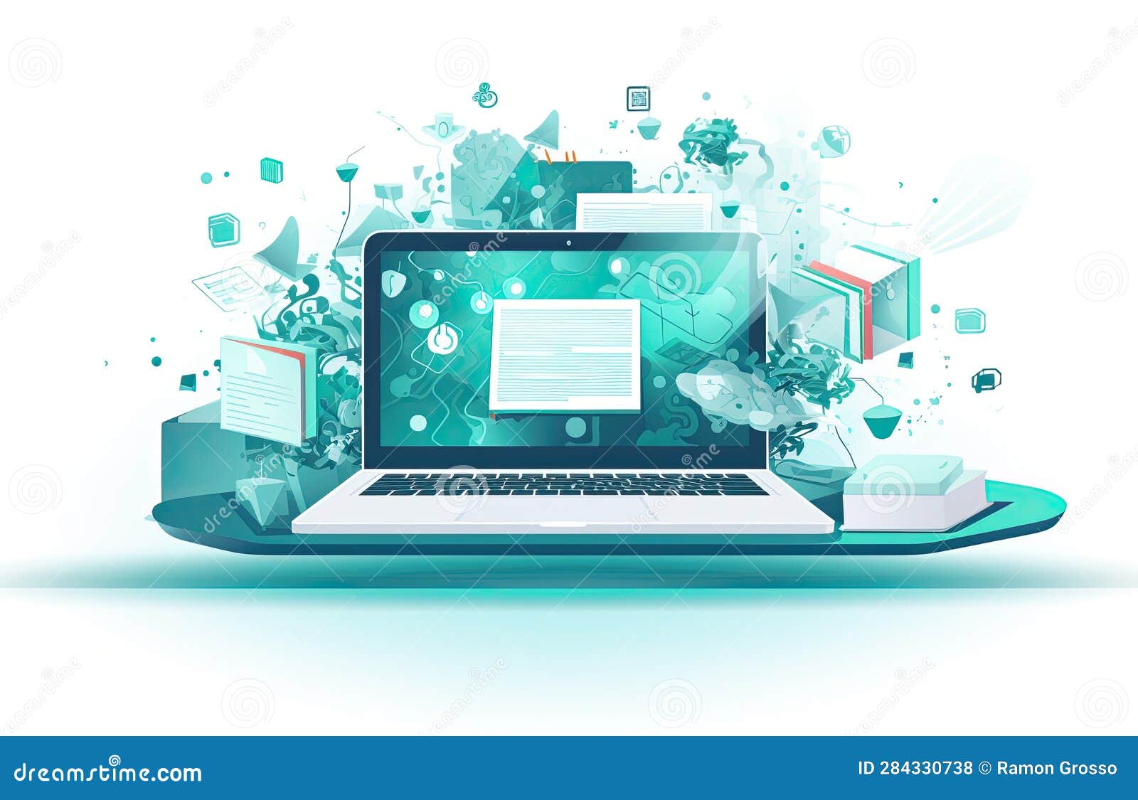 Internet and Network Technology Illustrations with Laptops Stock ...