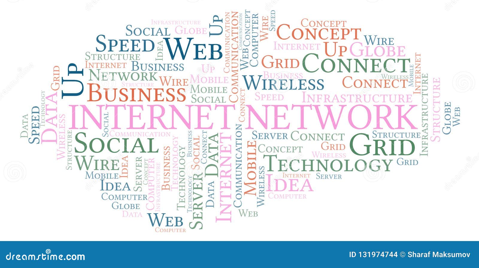 Internet Network Word Cloud Stock Illustration - Illustration of ...