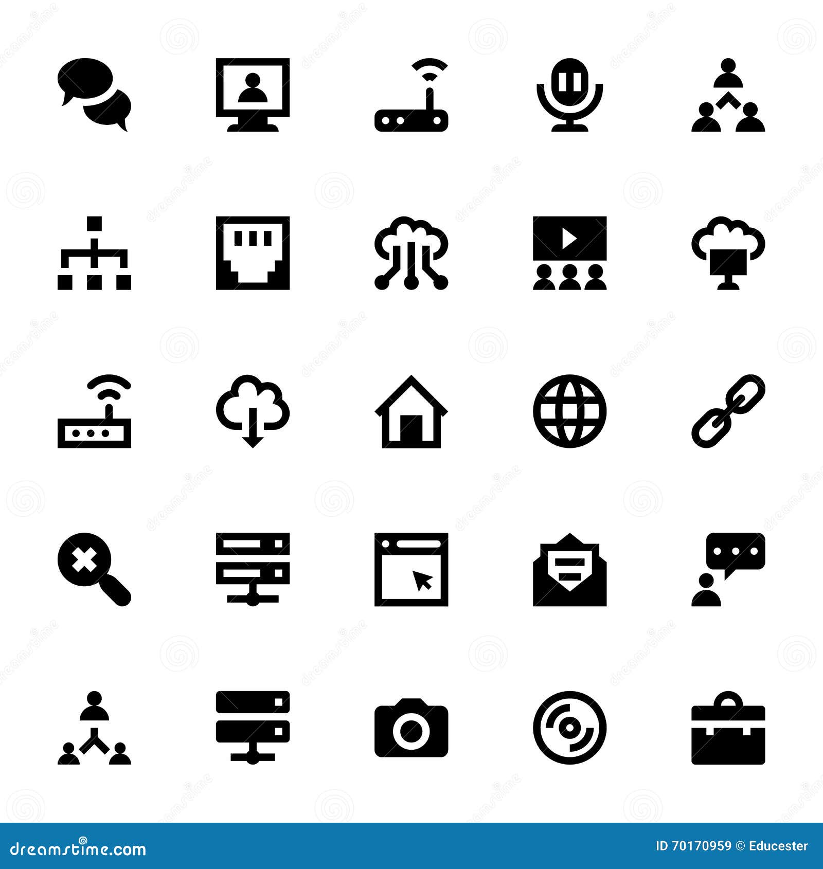 Internet, Networking and Communication Vector Icons 4 Stock ...