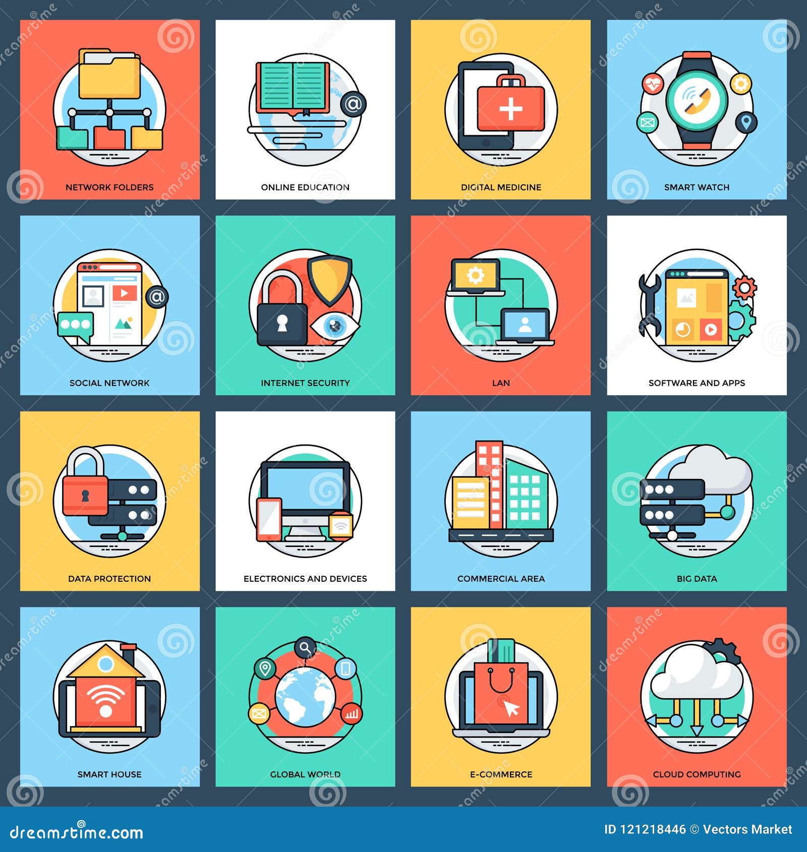Internet and Networking Icons Stock Illustration - Illustration of ...