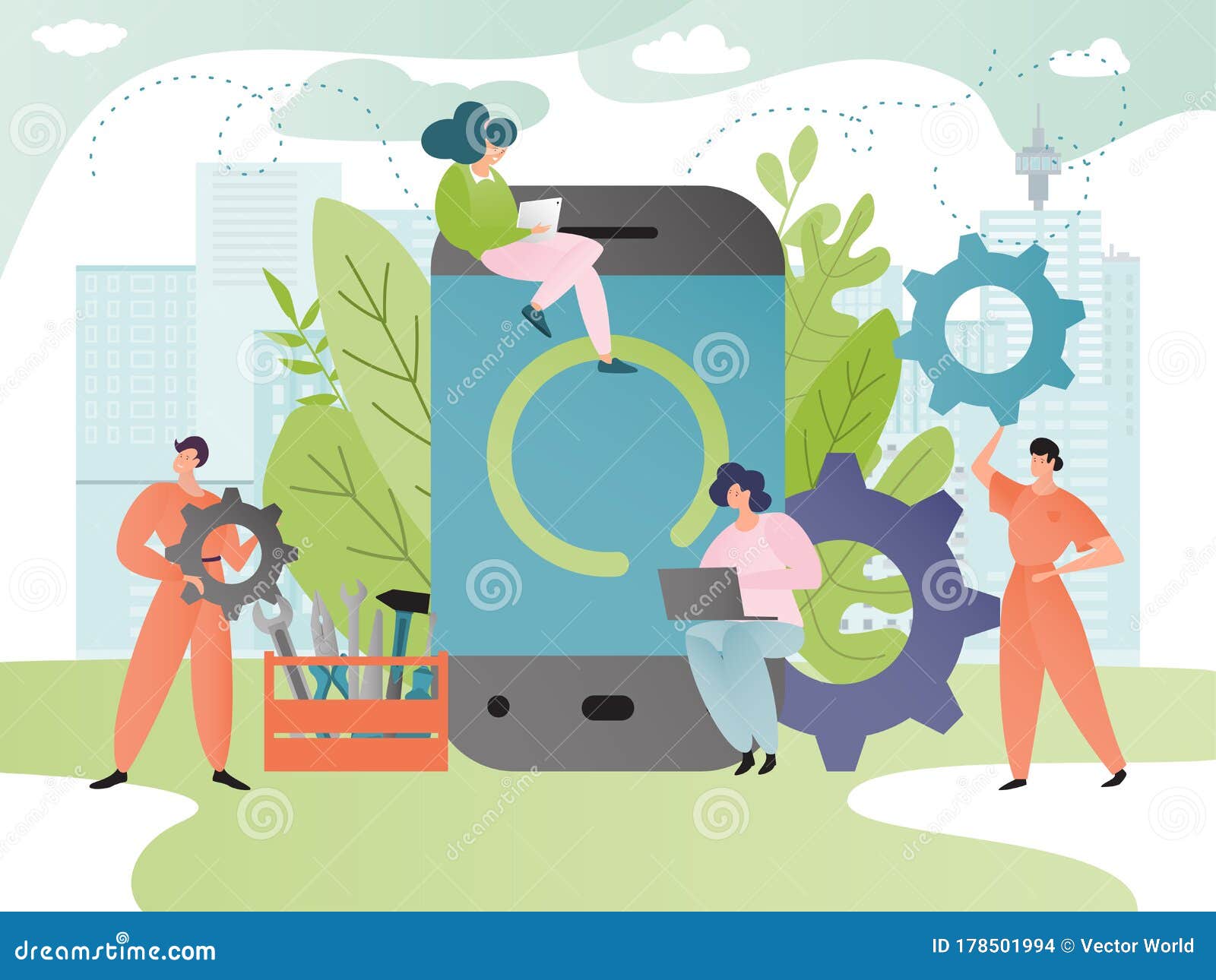 Internet Page Under Construction Vector Illustration. Website ...