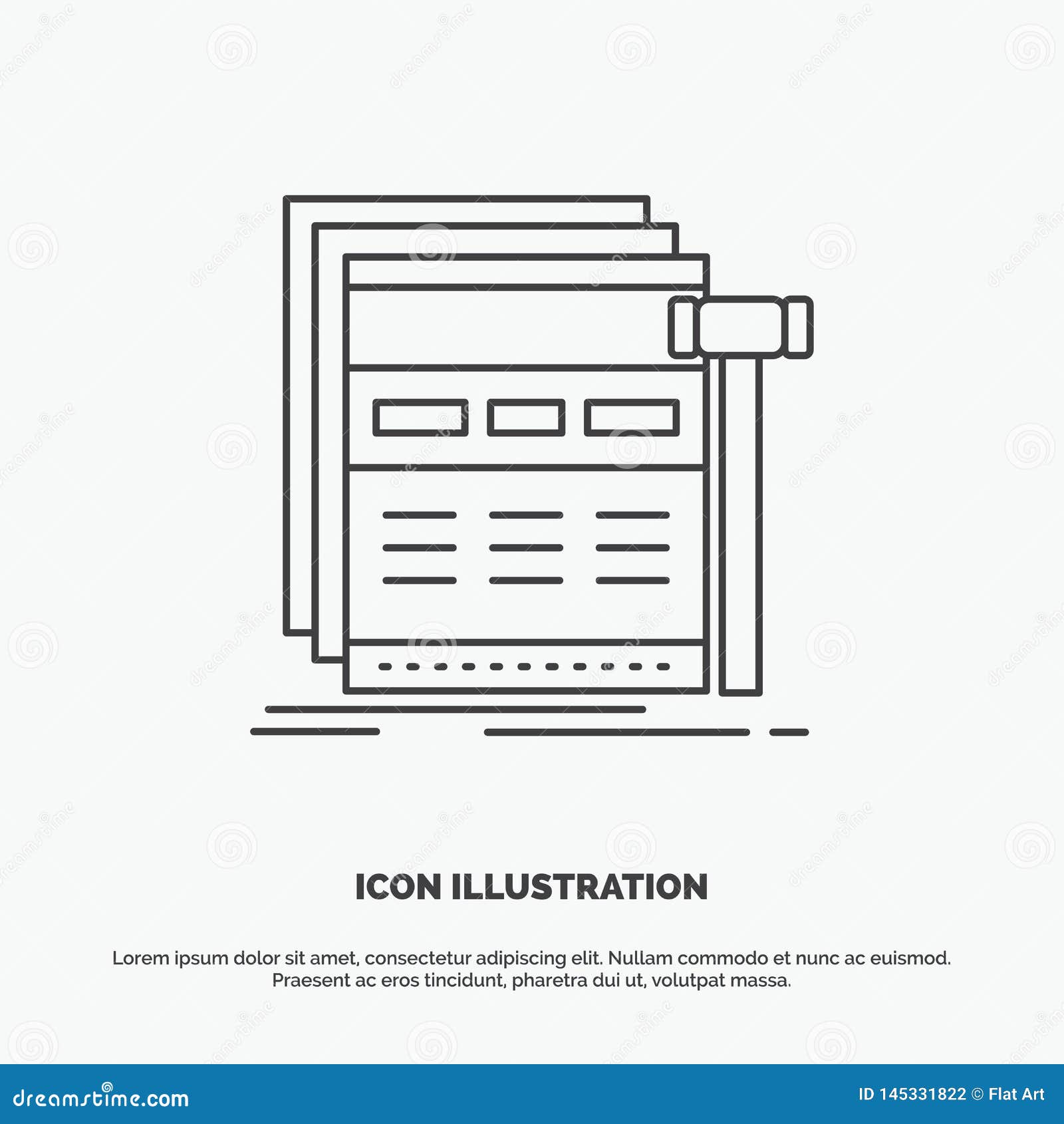 Internet, Page, Web, Webpage, Wireframe Icon. Line Vector Gray Symbol ...