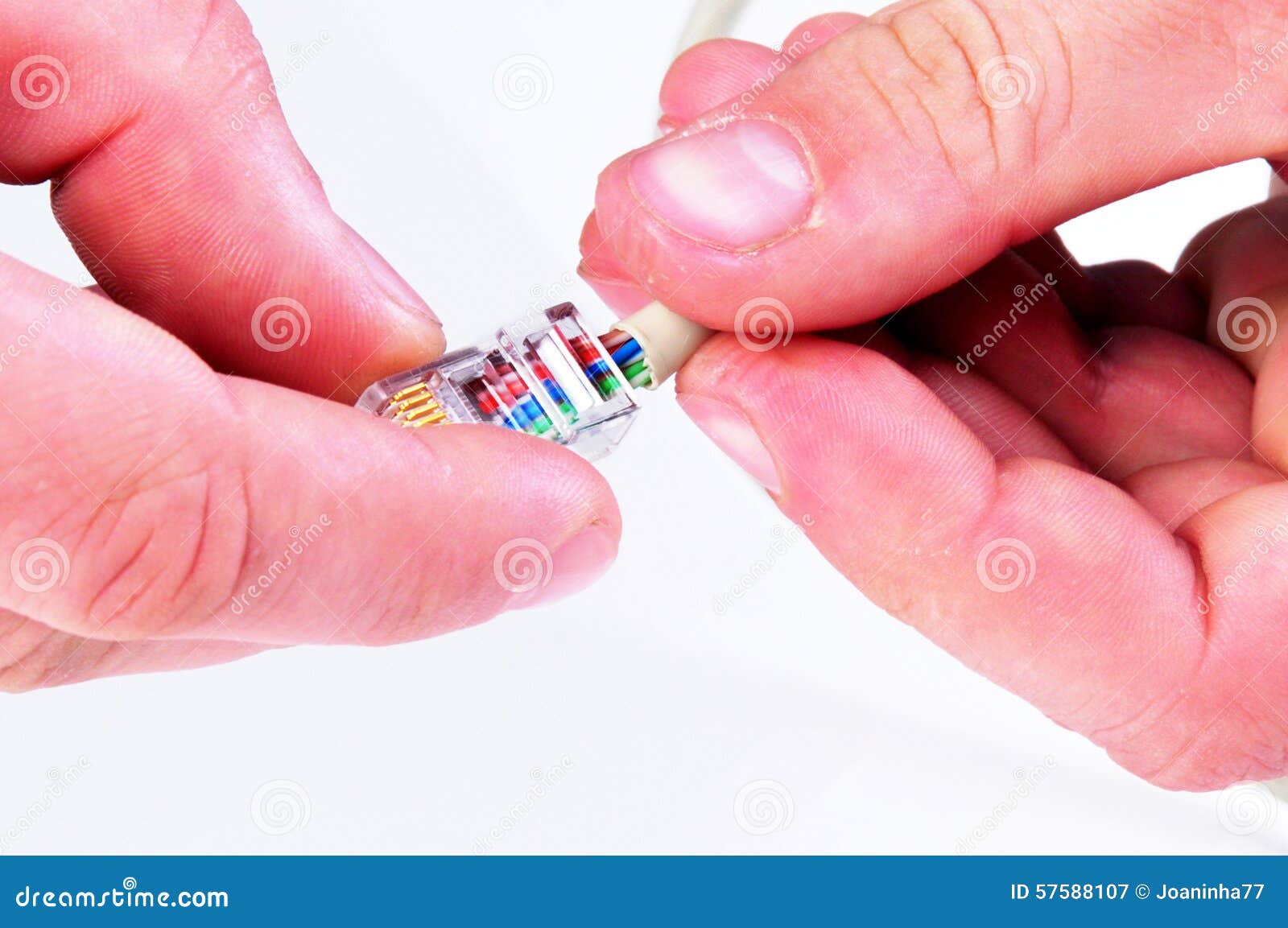 Internet Patch Tool with Wire and Connector Macro Close-up. Stock Image ...