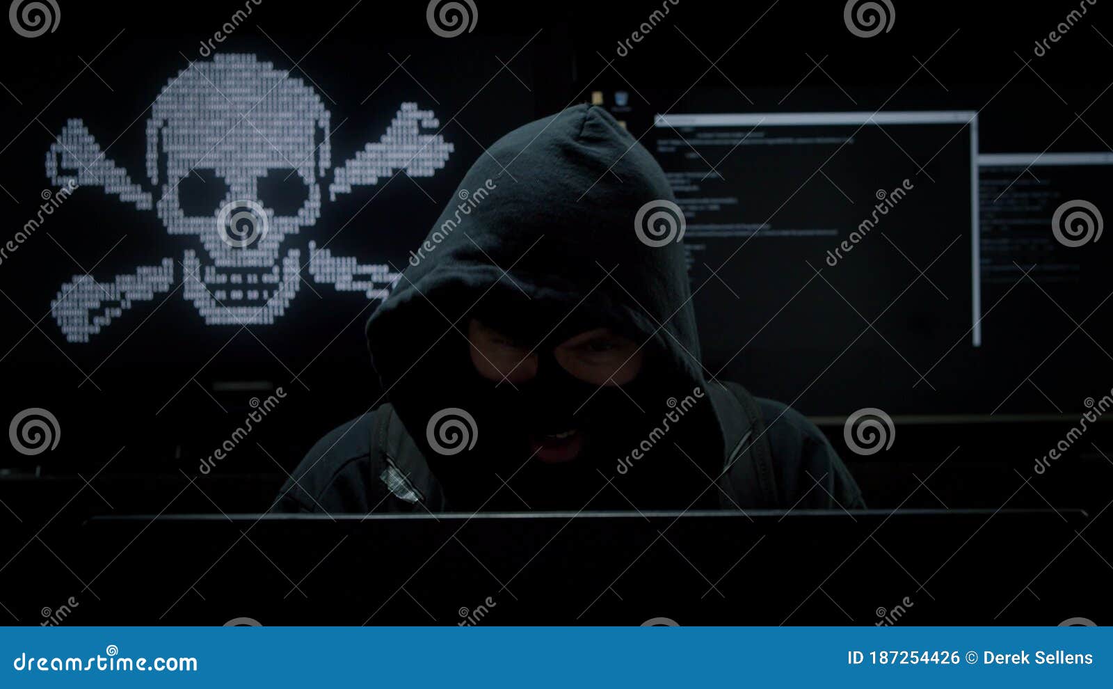 Internet Piracy Hacker Robbing Computer for Information Stock Footage ...