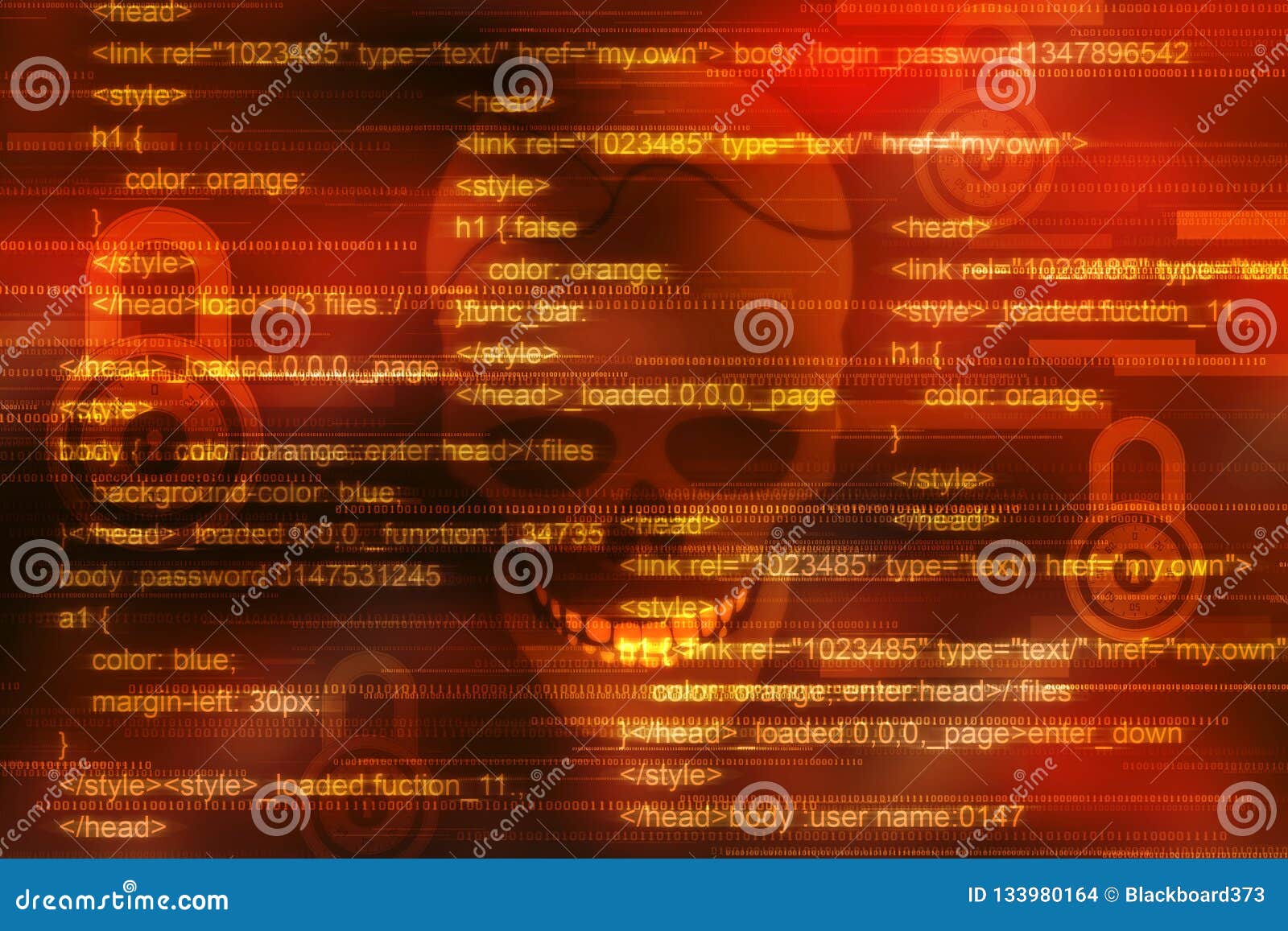Internet Piracy and Hacking, Shape of Skull Combined with Binary Code ...