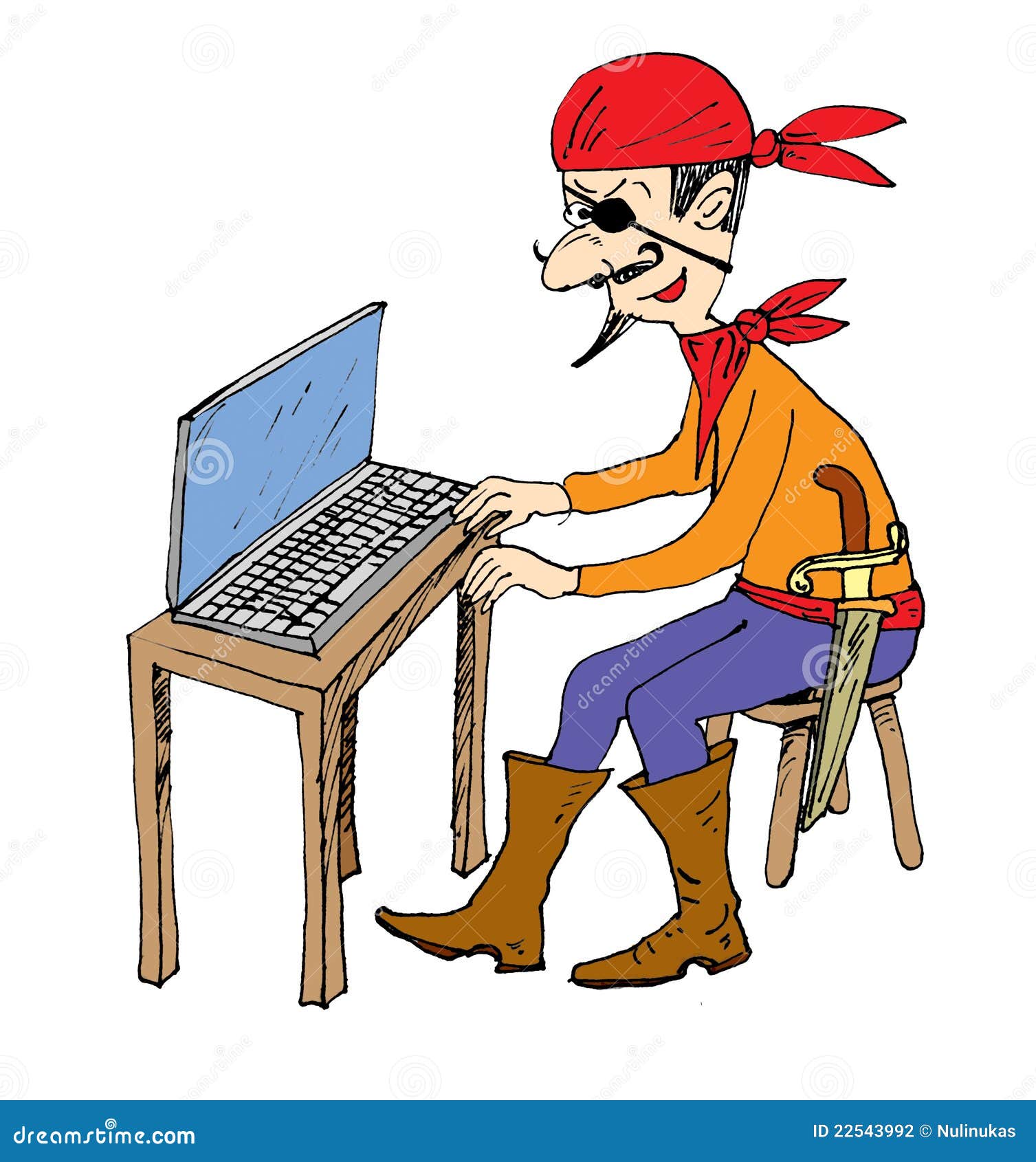 Internet pirate, cartoon stock illustration. Illustration of piracy ...