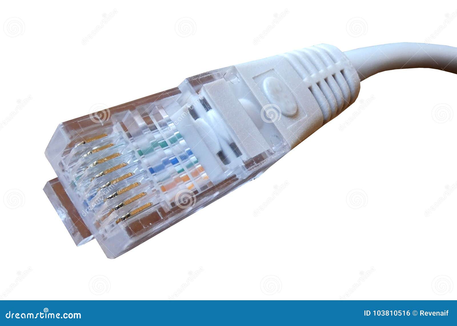 Internet Plug RJ45 Connector and Cable Isolated Stock Photo - Image of ...