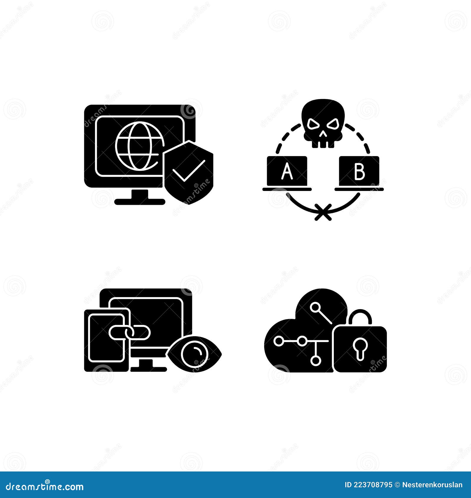 Internet Privacy Black Glyph Icons Set on White Space Stock Vector ...