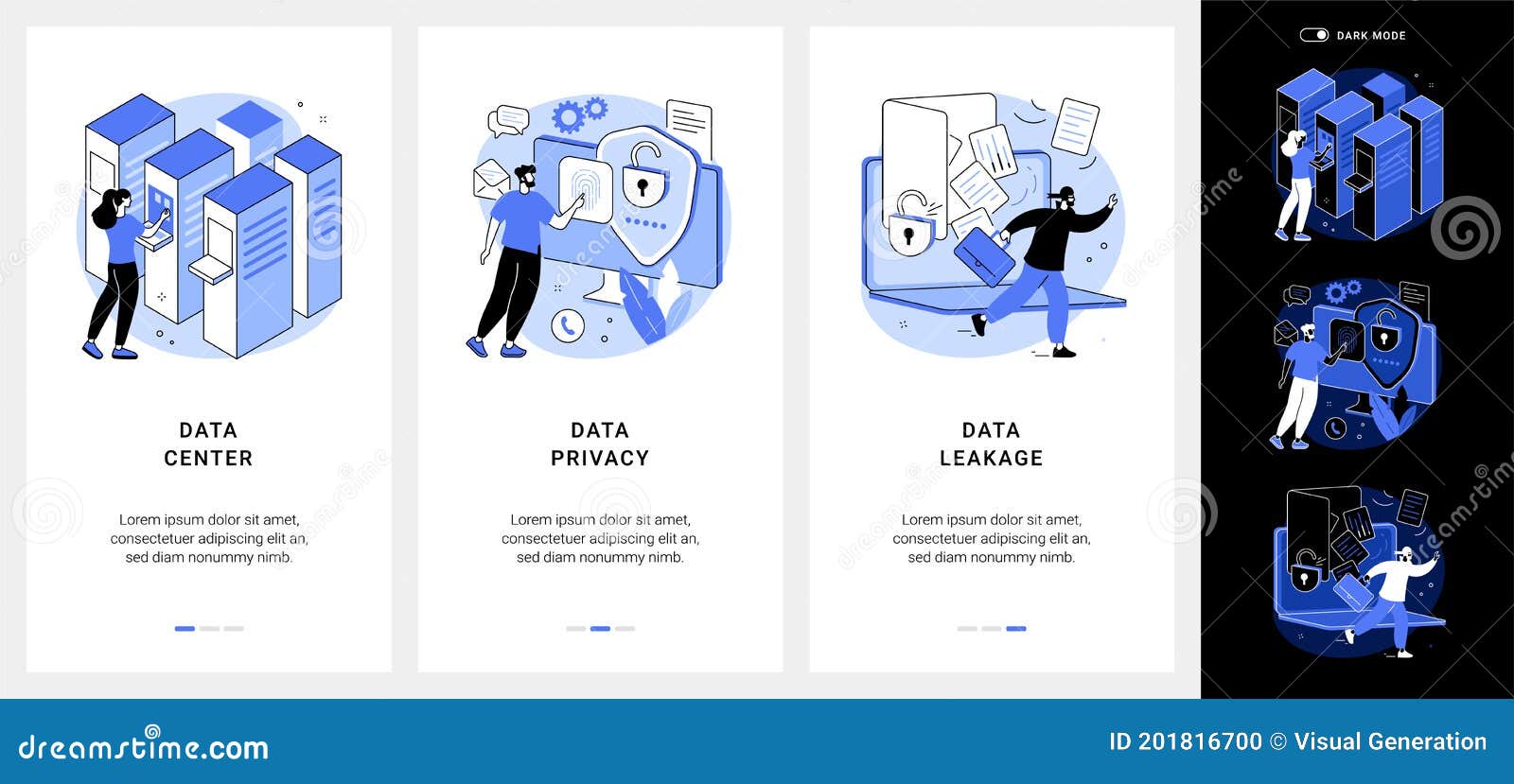 Internet Privacy Mobile App UI Kit. Stock Vector - Illustration of ...