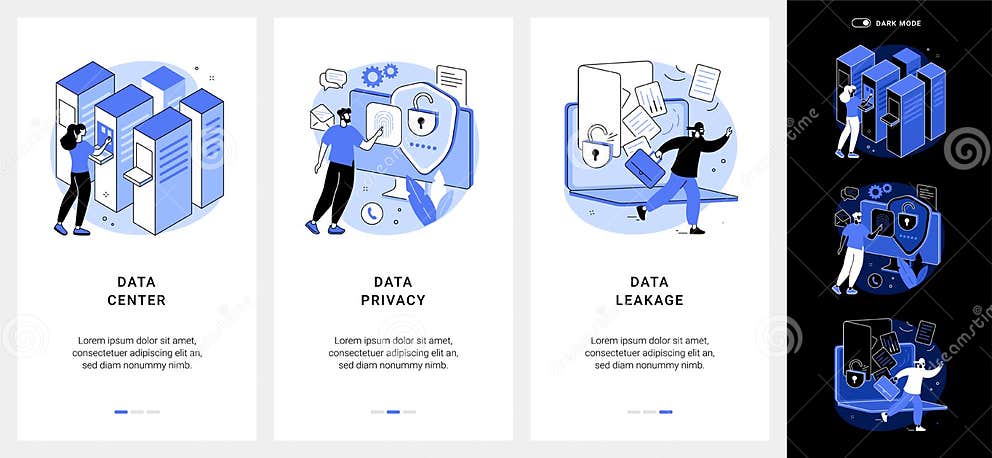 Internet Privacy Mobile App UI Kit. Stock Vector - Illustration of ...