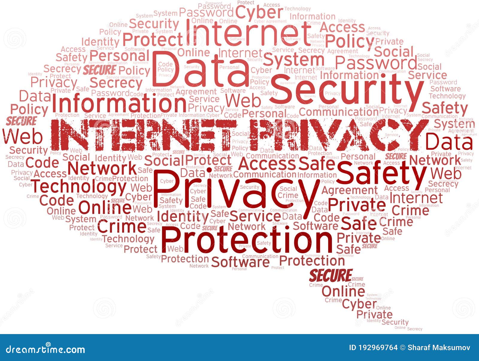 Internet Privacy Vector Word Cloud, Made with Text only. Stock Vector ...