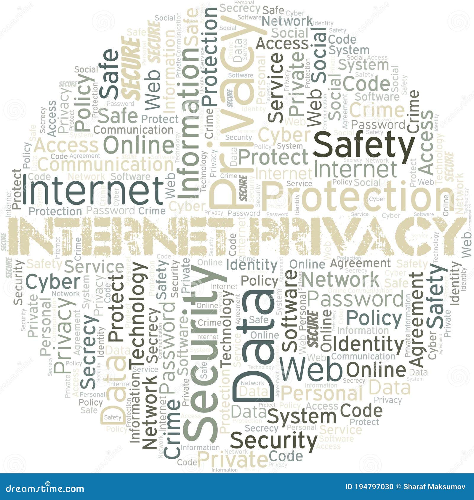 Internet Privacy Vector Word Cloud, Made with Text only. Stock ...