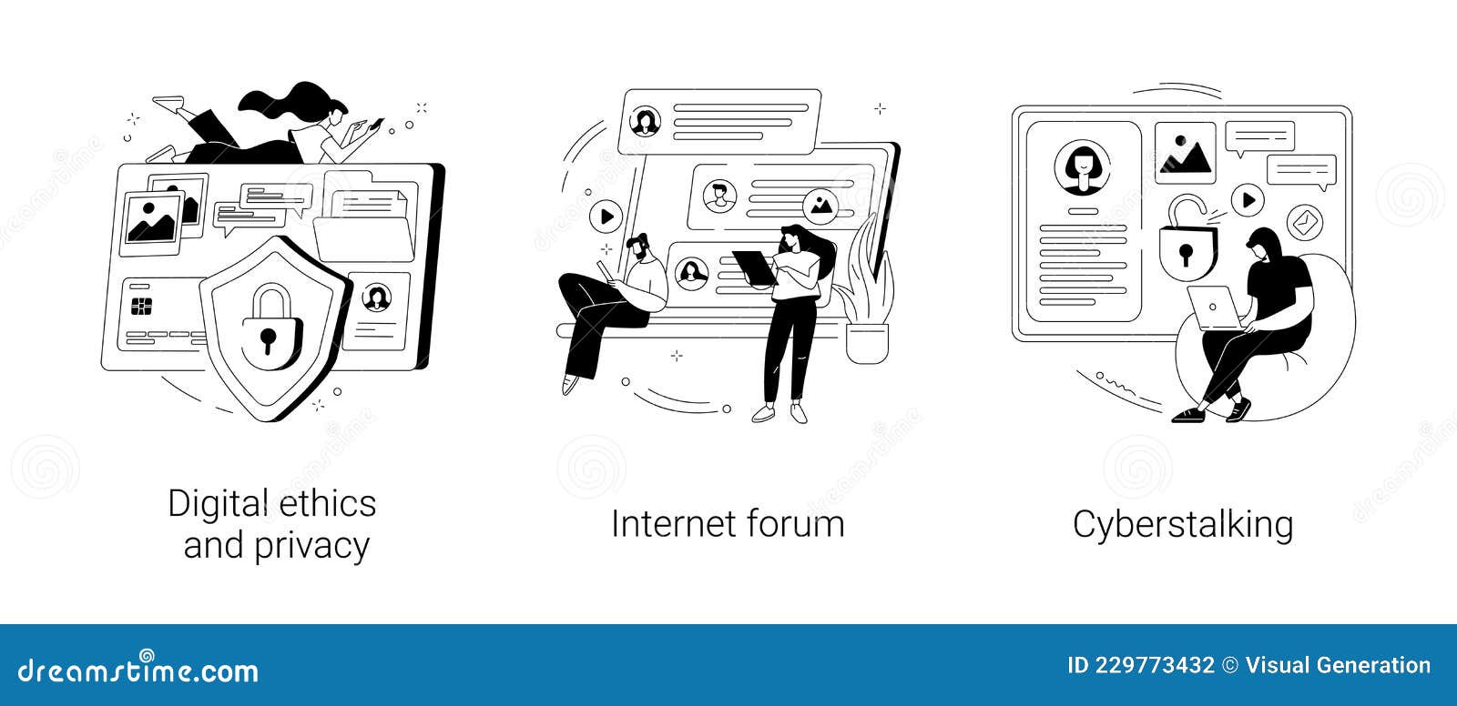 Internet Privacy Violation Abstract Concept Vector Illustrations. Stock ...