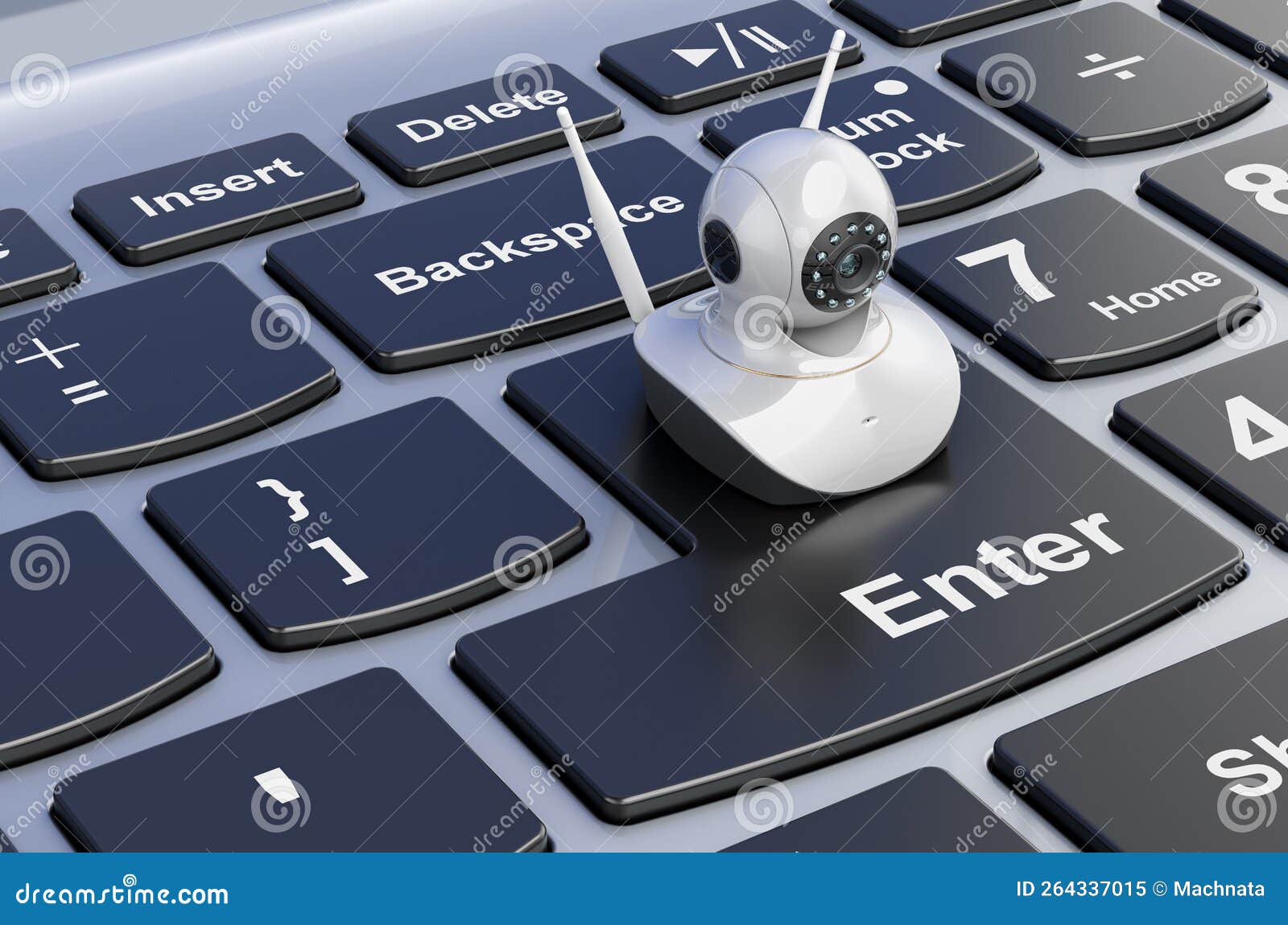 Internet Protocol Camera on Laptop Keyboard, 3D Rendering Stock ...