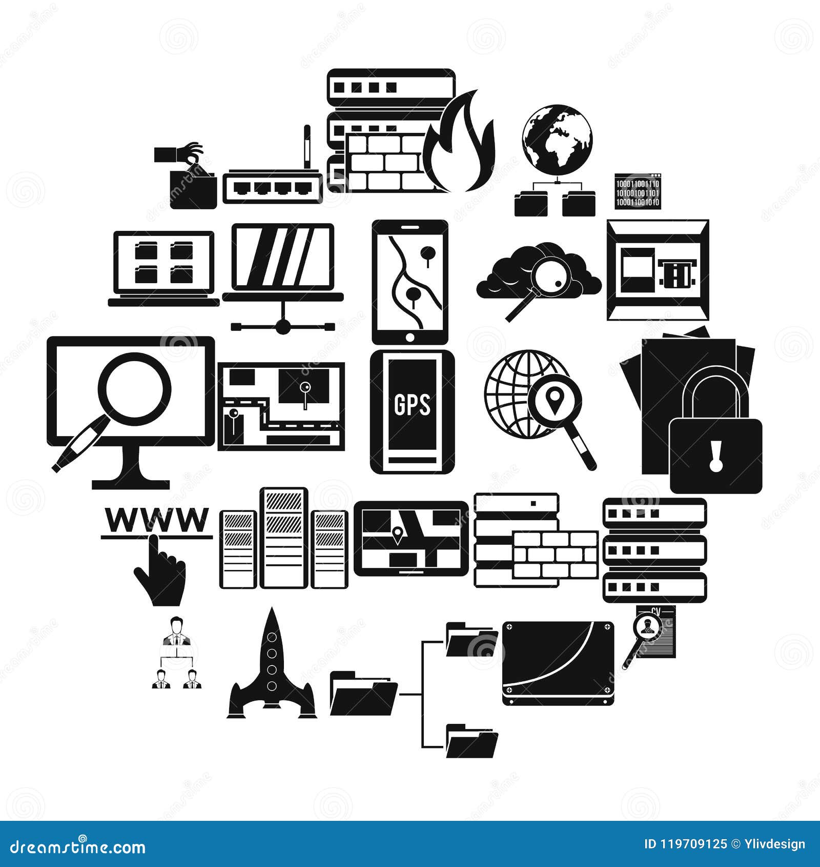 Internet Protocol Icons Set, Simple Style Stock Vector - Illustration ...