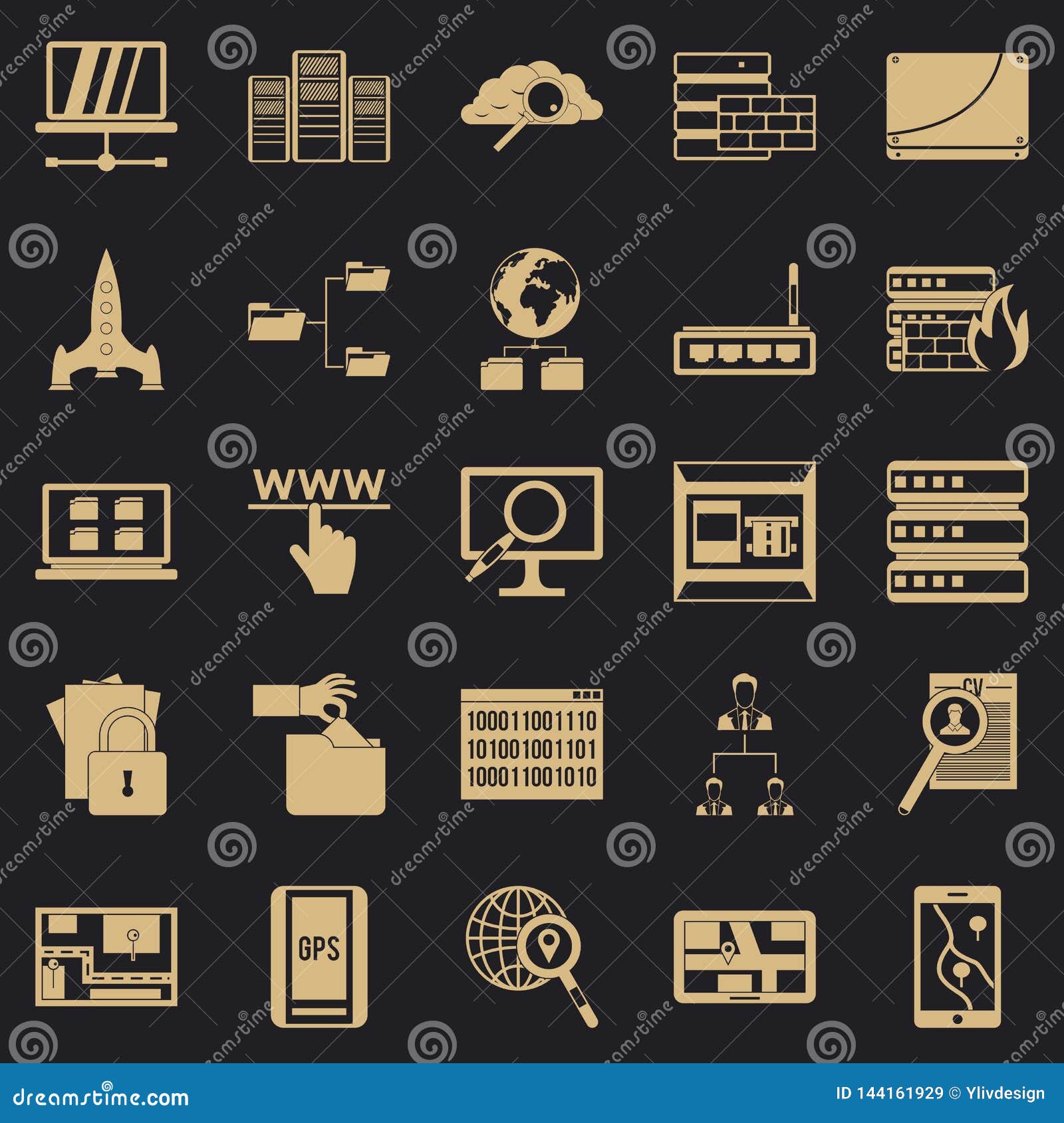 Internet Protocol Icons Set, Simple Style Stock Vector - Illustration ...