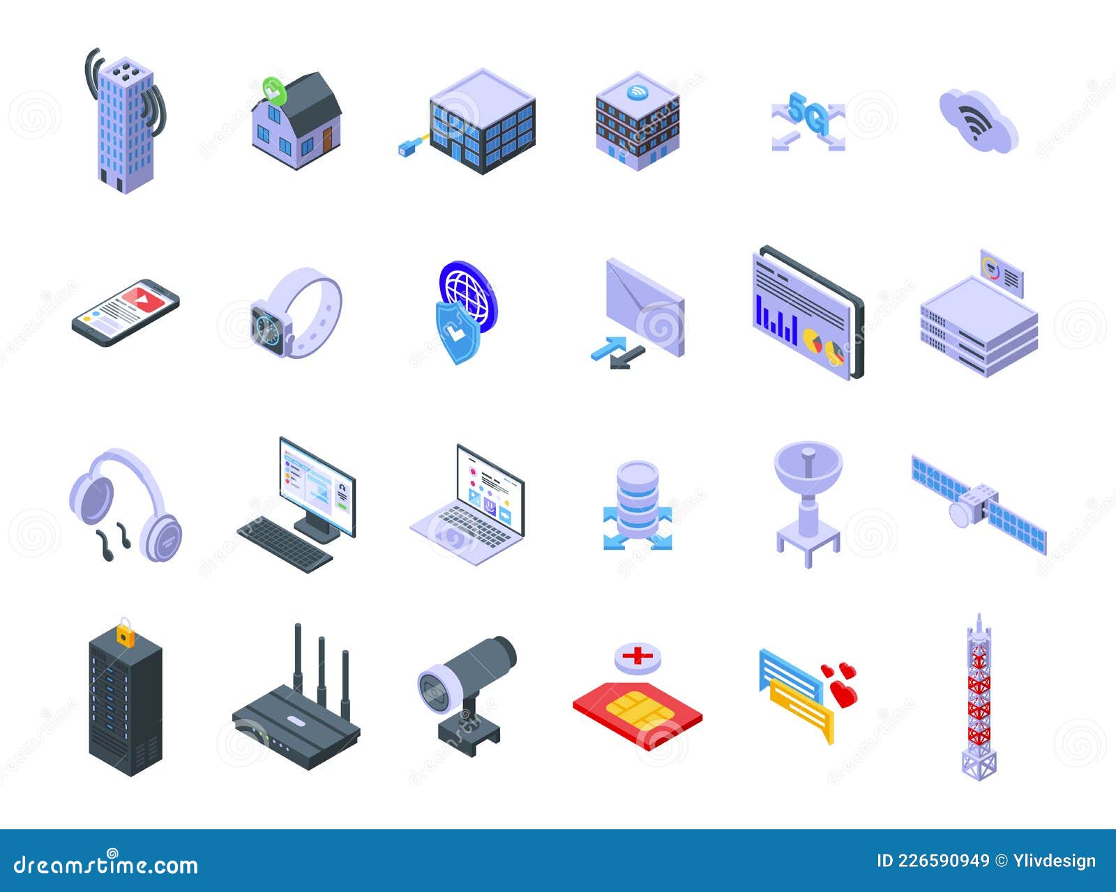 Internet Provider Icons Set Isometric Vector. Host Service Stock Vector ...