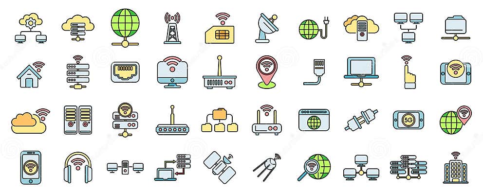 Internet Provider Icons Set Vector Color Line Stock Illustration ...