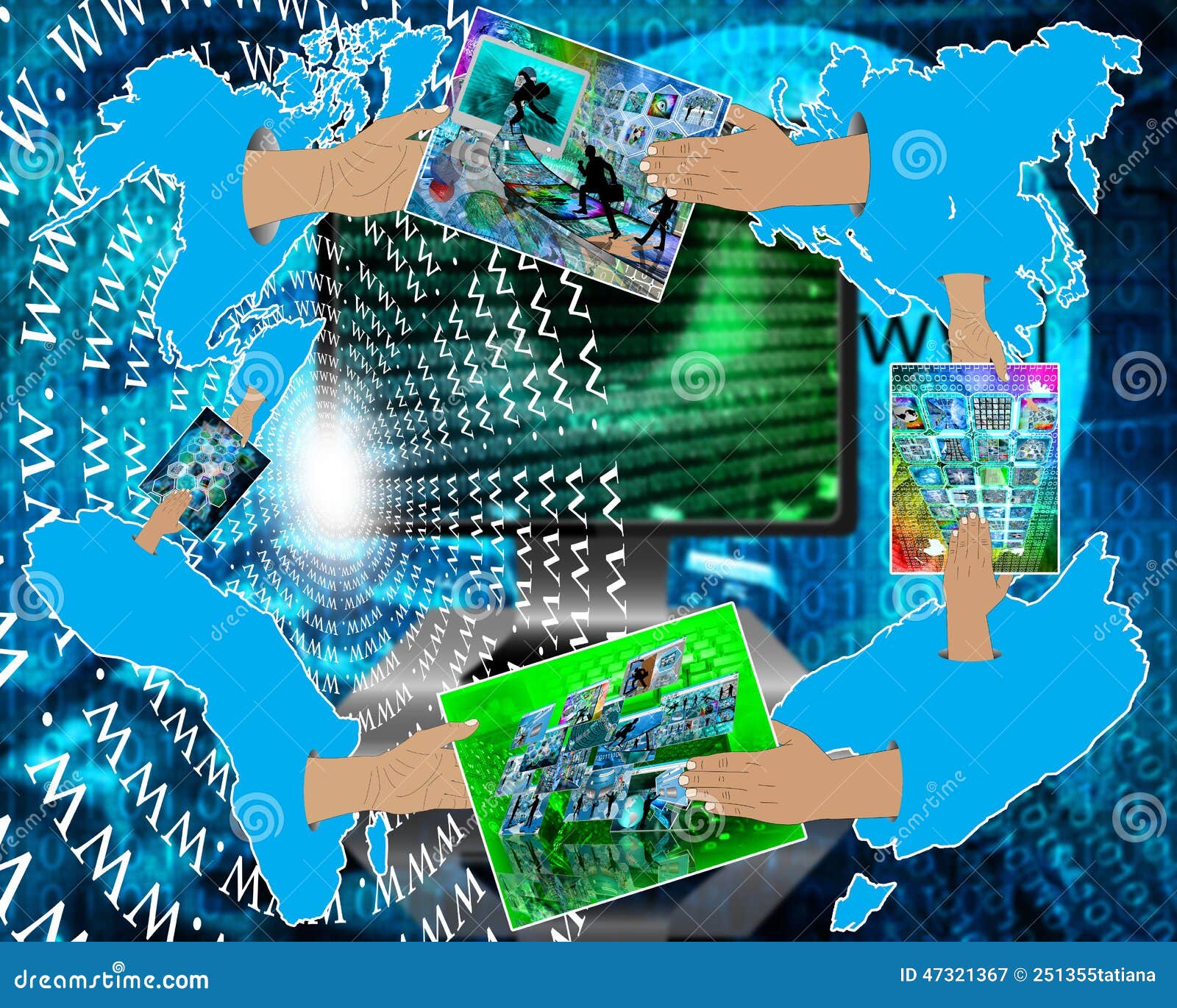 Internet Reduces the Distance Stock Illustration - Illustration of ...