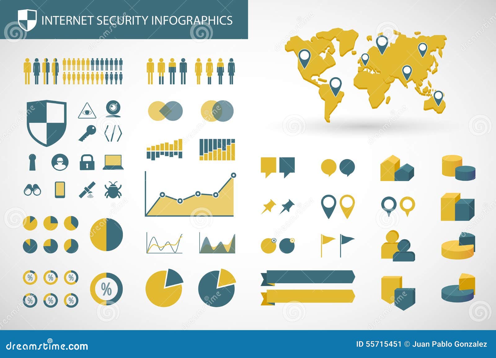 Internet Related Infographics Kit Stock Illustration - Illustration of ...